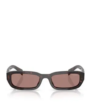 Prada Acetate Rectangular Frame Sunglasses - Brown