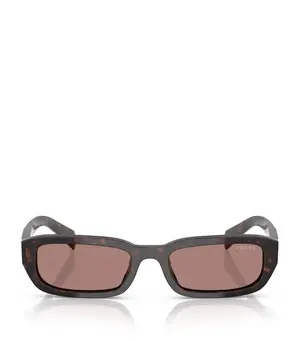 Prada Acetate Rectangular Frame Sunglasses - Brown
