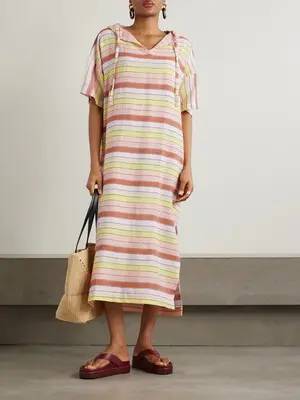 LEMLEM Beritu Hooded Striped Cotton-blend Coverup