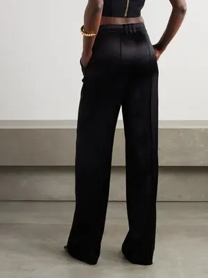 Balmain Pleated Satin Wide-leg Trousers