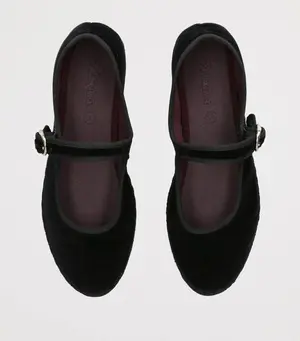 FLABELUS Velvet Antonia Mary Janes - Black