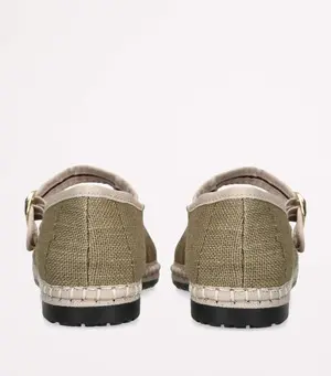 FLABELUS Linen Mary Jane Espadrilles With Piping - Green