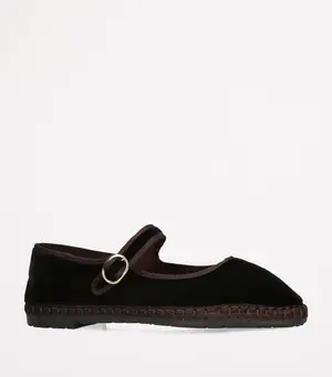 FLABELUS Velvet Sethe Mary Janes - Black
