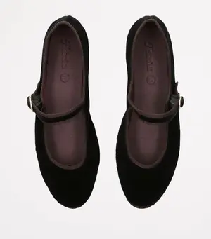 FLABELUS Velvet Mary Janes With Buckle Fastening - Black