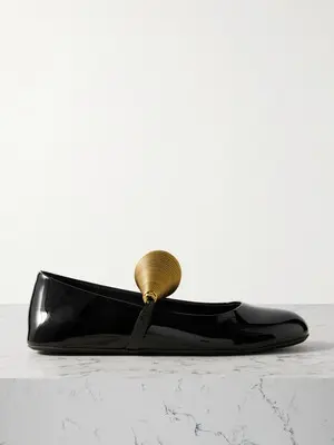 Alaïa Embellished Patent-leather Ballet Flats - Black