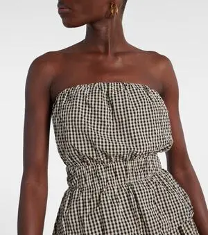 Posse Aurelia Gingham Cotton Top - Black