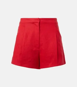 Posse Rosalie High-rise Linen Shorts - Red