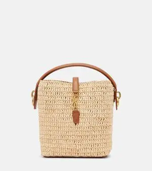 Saint Laurent Le 37 Mini Raffia Bucket Bag - Neutrals