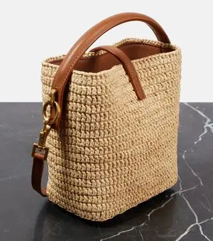 Saint Laurent Le 37 Mini Raffia Bucket Bag - Neutrals