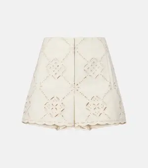 Veronica Beard Jazmin Laser-cut Cotton Shorts