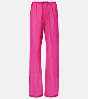 Dries Van Noten High-rise Silk-blend Wide-leg Trousers - Pink