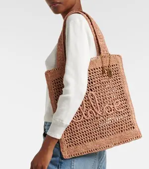 Chloé Raffia-effect Tote Bag - Beige