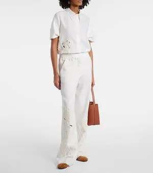 Dorothee Schumacher Embroidered Wide-leg Linen Trousers