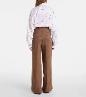Dries Van Noten Linen-blend Wide-leg Trousers With Detachable Belt