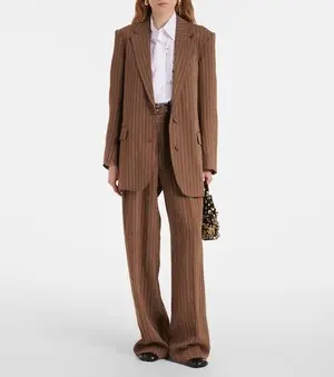 Dries Van Noten Linen-blend Wide-leg Trousers With Detachable Belt