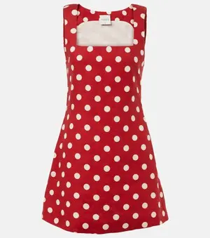 Posse Alice Polka-dot Linen Mini Dress - Red
