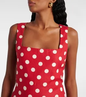 Posse Alice Polka-dot Linen Mini Dress