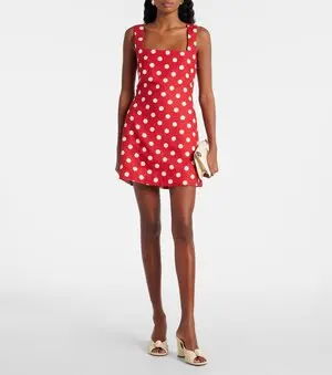 Posse Alice Polka-dot Linen Mini Dress