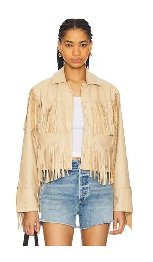 Steve Madden Halia Jacket With Fringe Detailing - Beige