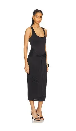 Good American Slinky Jersey Ruched Midi Dress