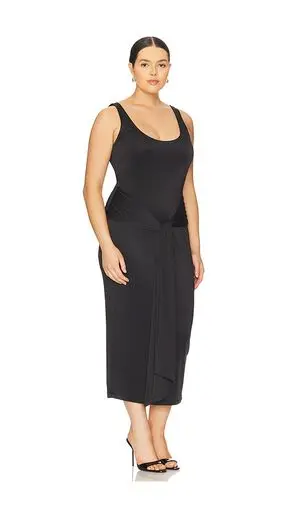 Good American Slinky Jersey Ruched Midi Dress
