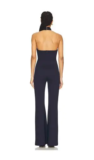 Amanda Uprichard Halterneck Jumpsuit With Cut-out Detail - Navy