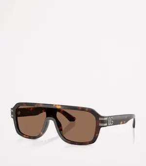 Dolce & Gabbana Oversized Pilot Sunglasses - Brown