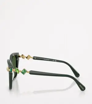 SWAROVSKI Acetate Oversized Sk6041 Sunglasses - Green