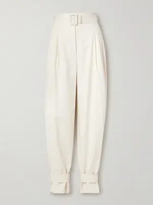 Another Tomorrow Belted Lyocell And Organic Cotton-blend Tapered Trousers
