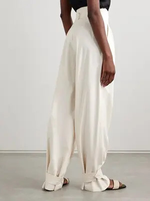 Another Tomorrow Belted Lyocell And Organic Cotton-blend Tapered Trousers