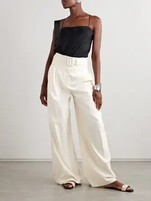 Another Tomorrow Belted Lyocell And Organic Cotton-blend Tapered Trousers