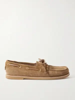 GIANVITO ROSSI Suede Boat Shoes - Neutrals