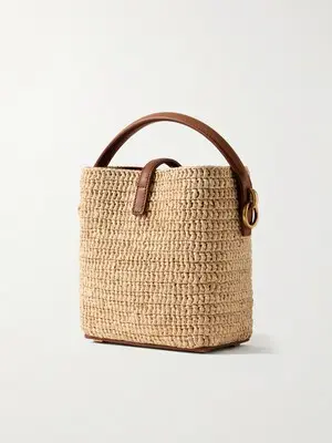 Saint Laurent Le 37 Mini Raffia Bucket Bag - Neutrals