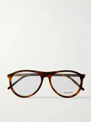Saint Laurent Aviator-style Acetate Optical Glasses - Tortoiseshell