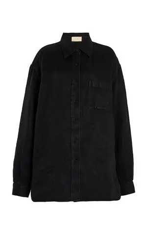 THE ROW Nesson Linen-denim Shirt - Black