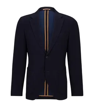 BOSS Virgin Wool Jacquard Blazer - Blue