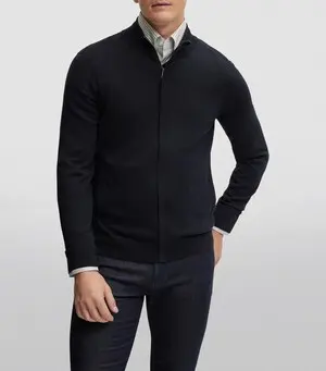 BOSS Wool-cashmere-silk Zip-up Cardigan