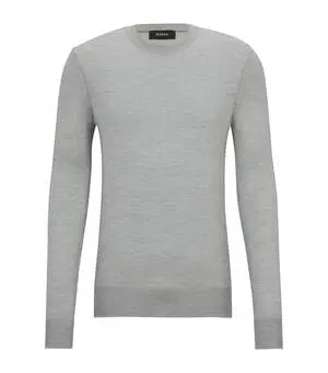 BOSS Fine Knit Mock Neck Sweater - Silver