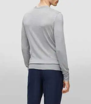BOSS Fine Knit Mock Neck Sweater - Silver