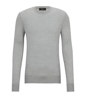 BOSS Fine Knit Mock Neck Sweater - Silver