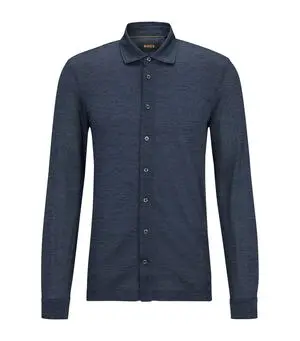 BOSS Wool-silk Shirt - Blue