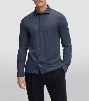 BOSS Wool-silk Shirt - Blue