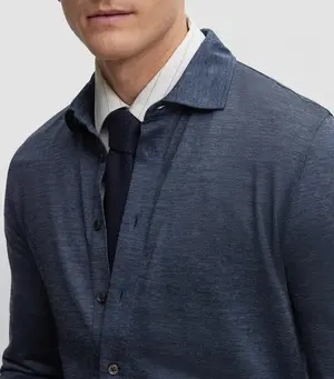 BOSS Wool-silk Shirt - Blue