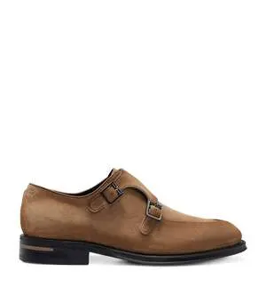 BOSS Suede Double Buckle Monk Shoes - Beige