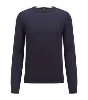 BOSS Virgin Wool Crew-neck Sweater - Blue