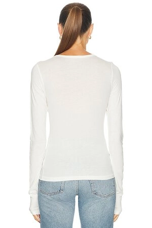 Eterne Fitted Crewneck Long Sleeve Top - Ivory