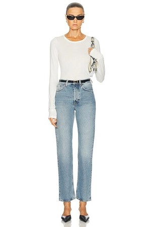 Eterne Fitted Crewneck Long Sleeve Top - Ivory
