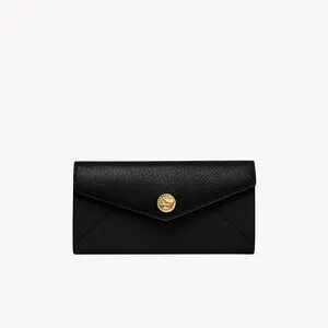 Chloé Envelope Long Wallet With Flap In Grained Leather - Black