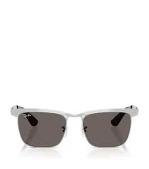 Ray-ban Wayfarer Deluxe Square Frame Sunglasses - Silver