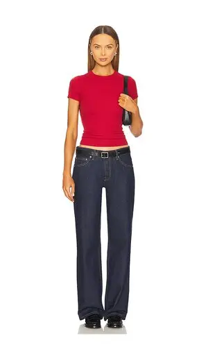 Cotton Citizen Verona Tee Ribbed Jersey Top - Red